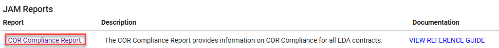 EDA Training - COR Compliance Report | PIEE